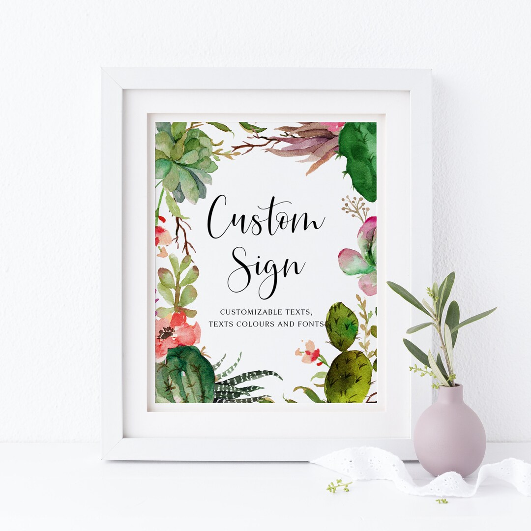 Cactus Create Your Own Sign Template Printable Boho - Etsy