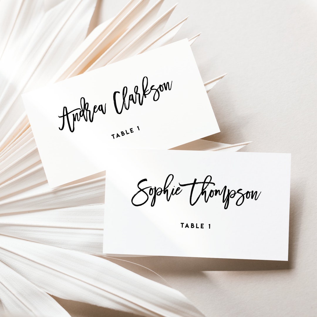 Printable Wedding Place Card Templates - DIY Rustic Sophie Script Place ...