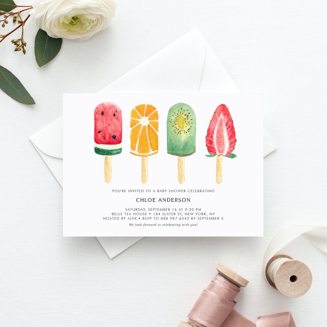 Printable Summer Baby Shower Invitation Template Watercolor | Etsy