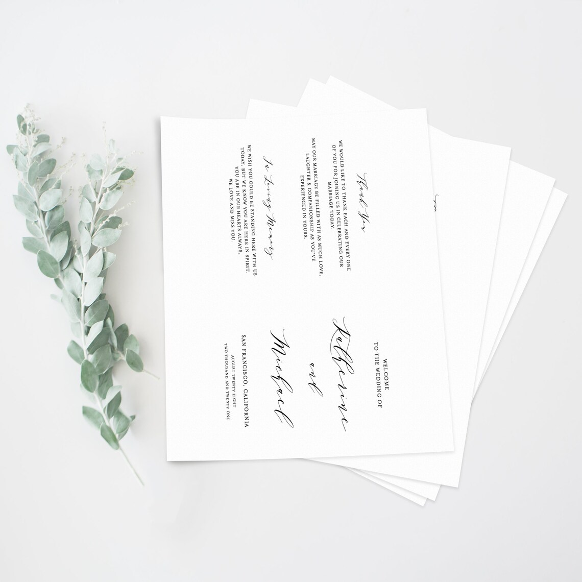 Wedding Program Booklet Template Editable Folded Program | Etsy