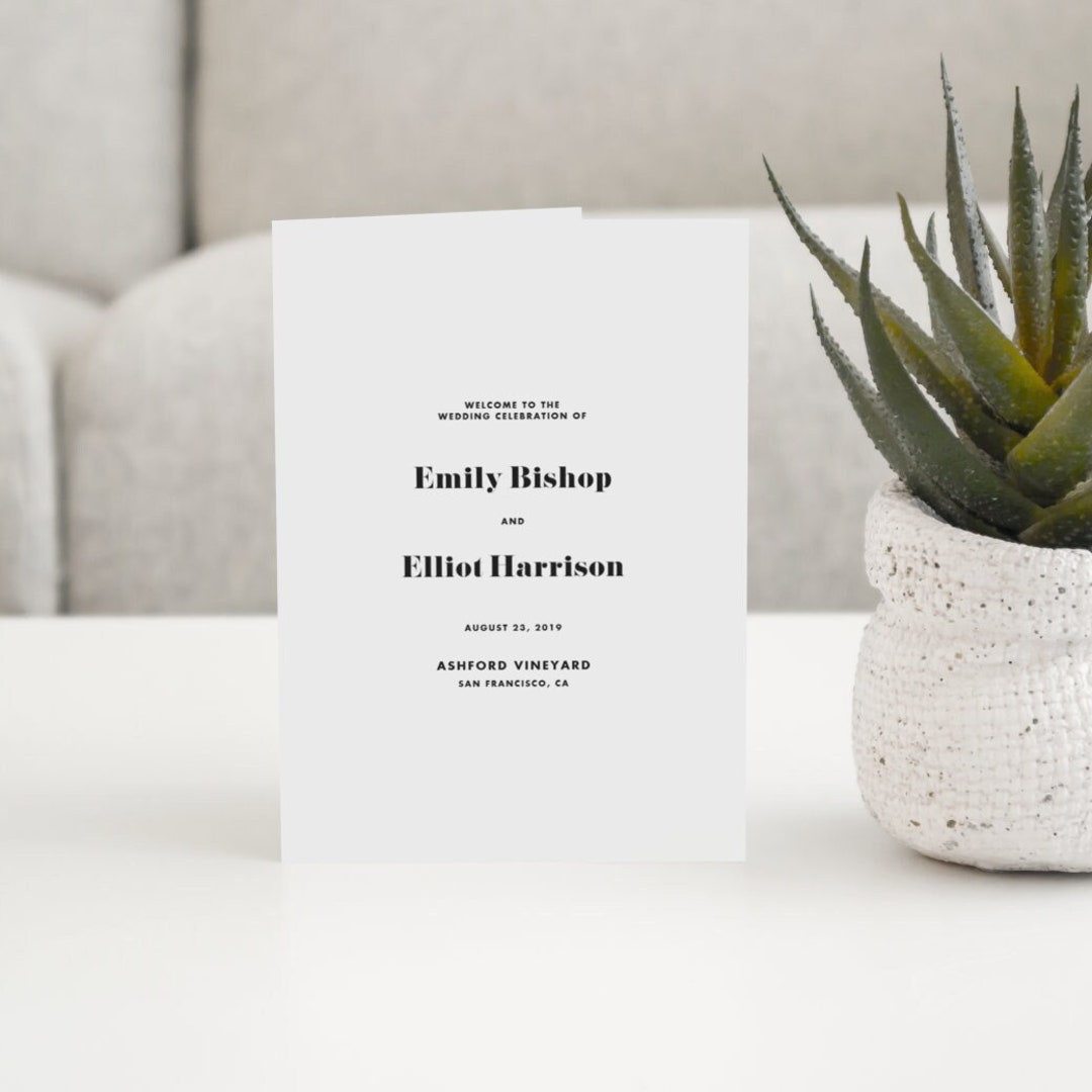 Printable Modern Wedding Program Booklet Template - Editable Retro Bold ...