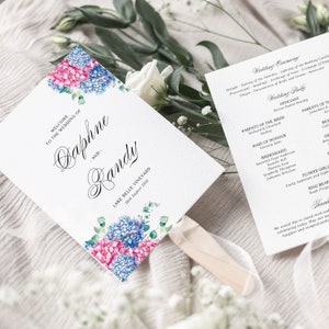 Printable Floral Wedding Program Fans Template Editable Rustic Wedding Programs DIY Watercolor ...