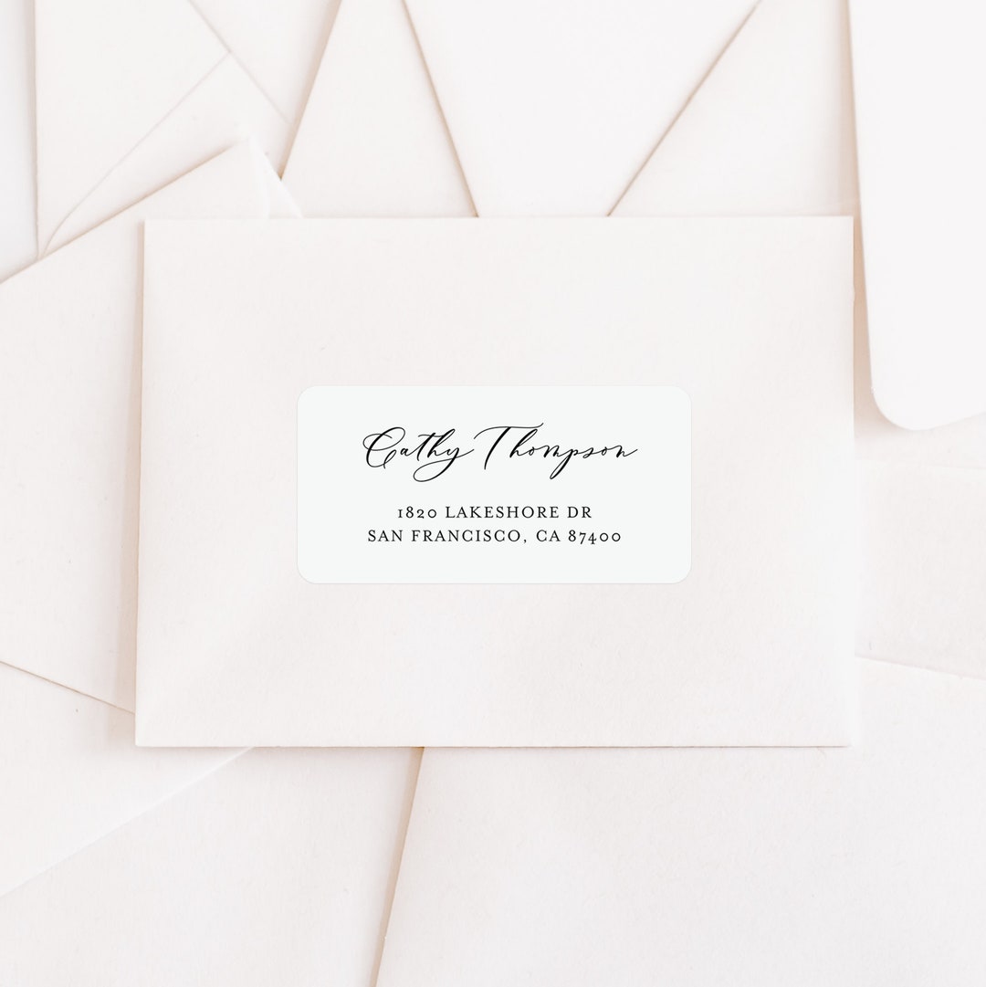 Script 4x2 Avery Address Label - Printable Custom Address Sticker ...