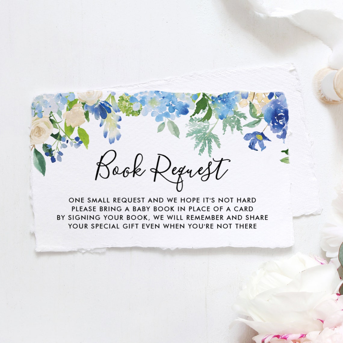 Blue Hydrangeas Book Request Card Printable Bring a Book - Etsy