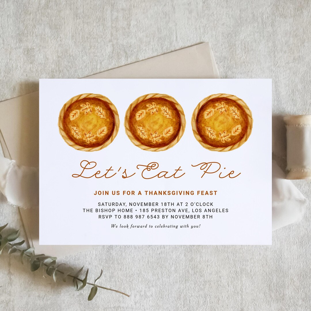 Printable Thanksgiving Party Invitation Template - DIY Watercolor Pie ...