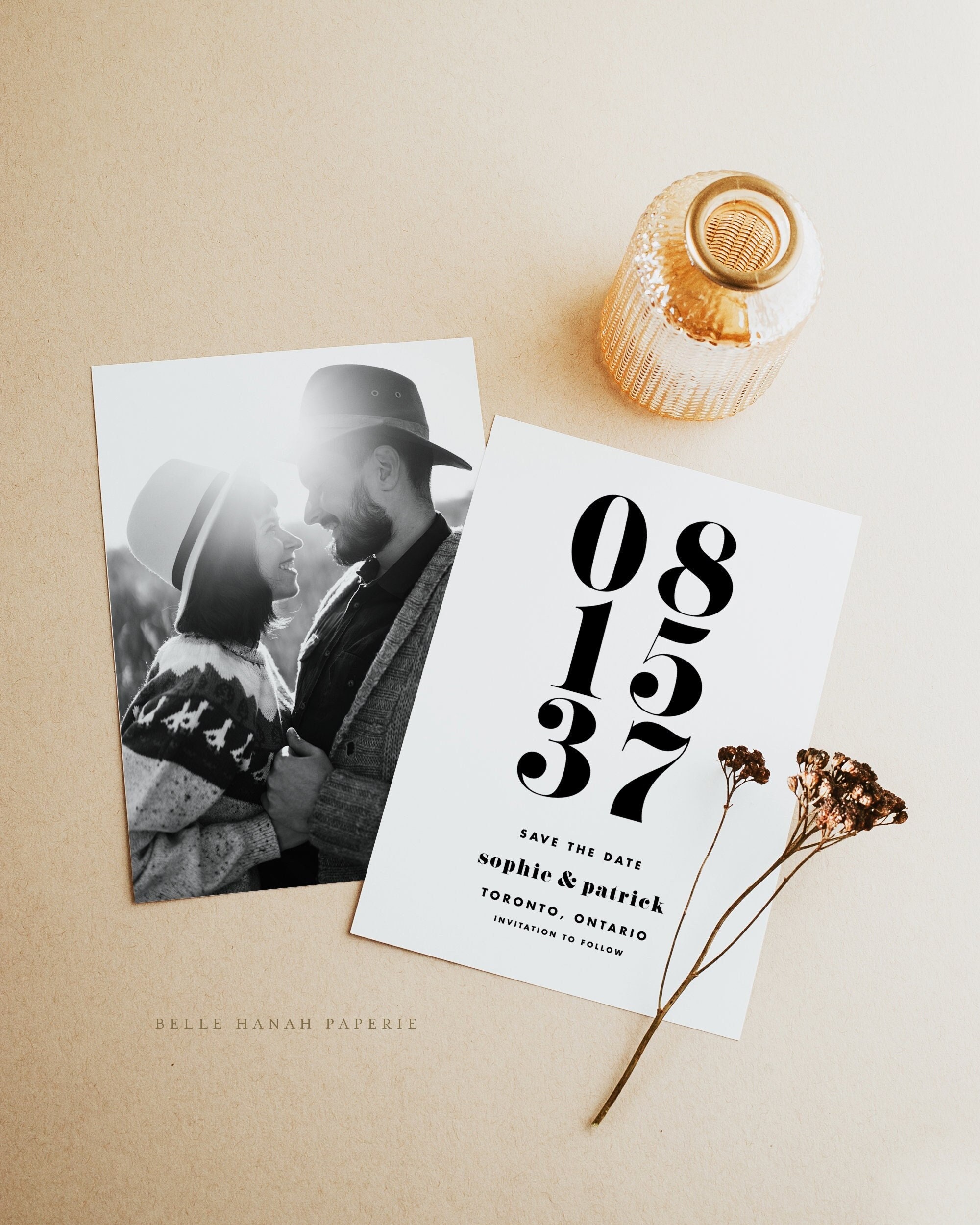 Printable Modern Save the Date Template - Editable Retro Bold ...
