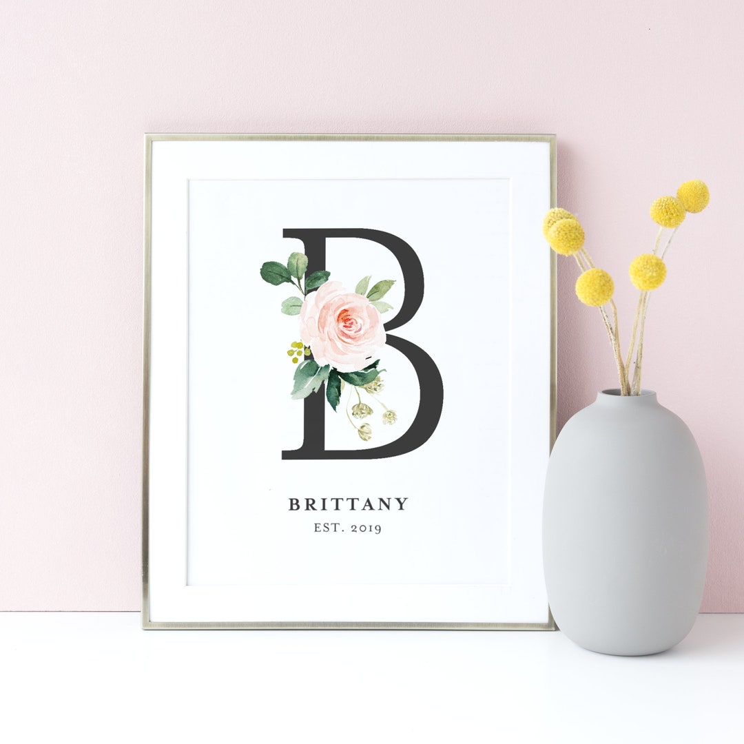 Printable Floral Letter B Monogram Nursery Art Print - Letter B ...