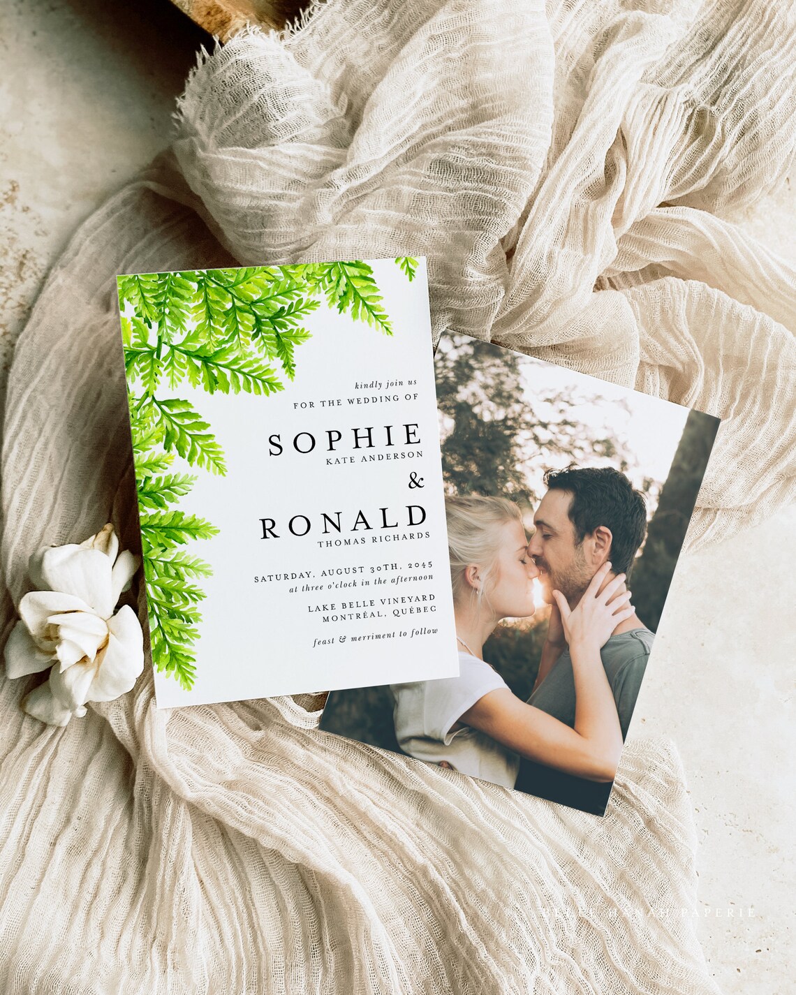 Printable Ferns Wedding Invitation Set Template Watercolor - Etsy