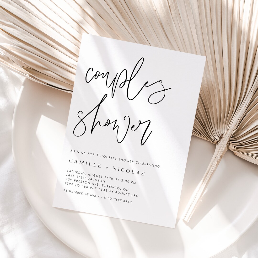 Printable Simple Minimalist Couples Shower Invitation Template - 5x7 ...