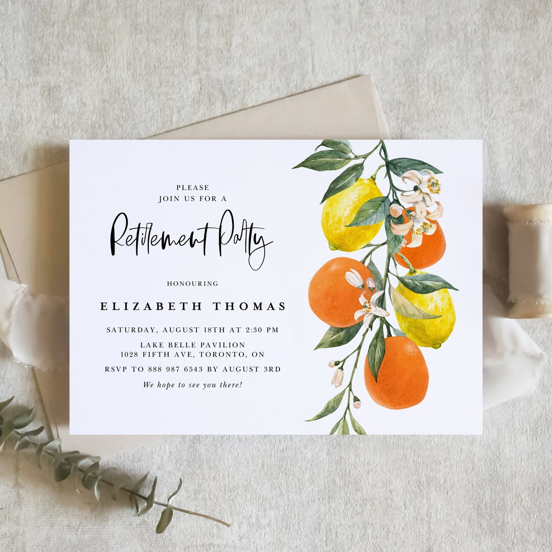 Printable Botanical Retirement Party Invitation Template - Botanical ...