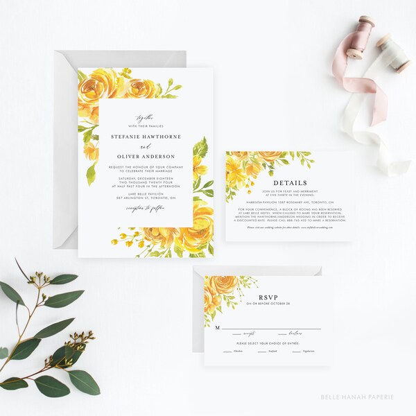 Yellow Wedding Invitation - Etsy
