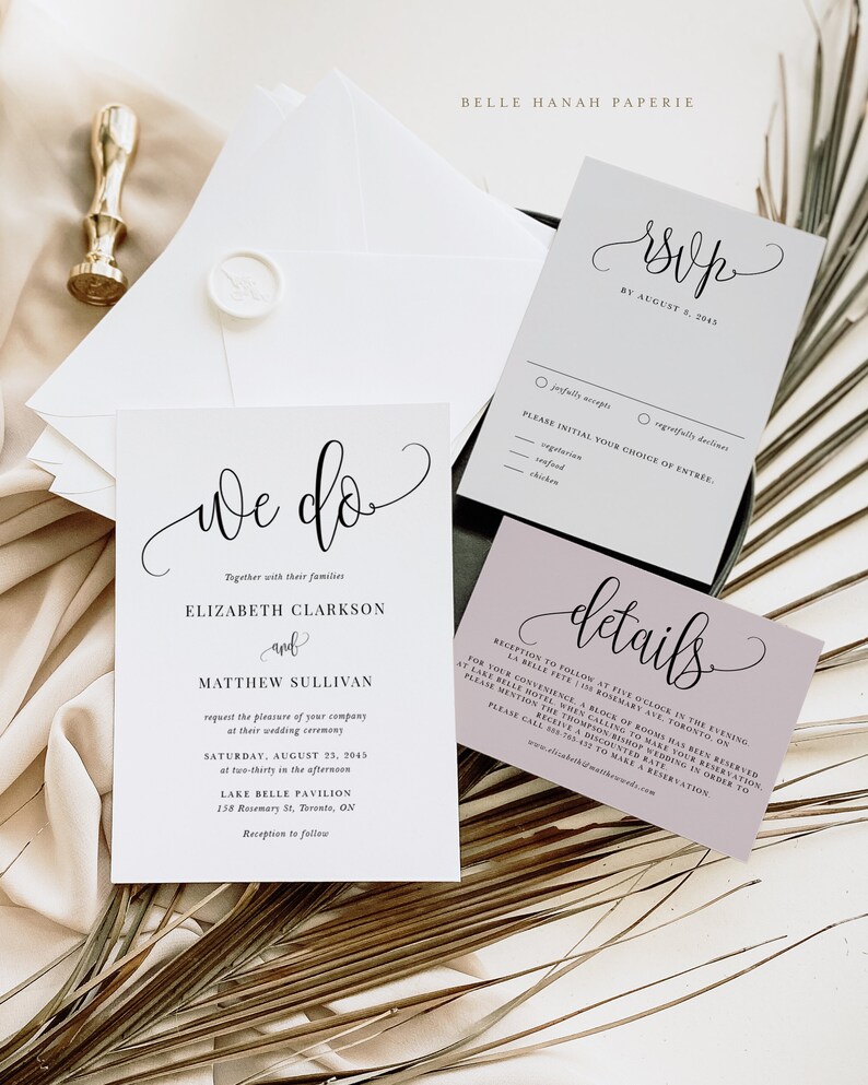 Printable We Do Wedding Invitation Set Template DIY Modern - Etsy