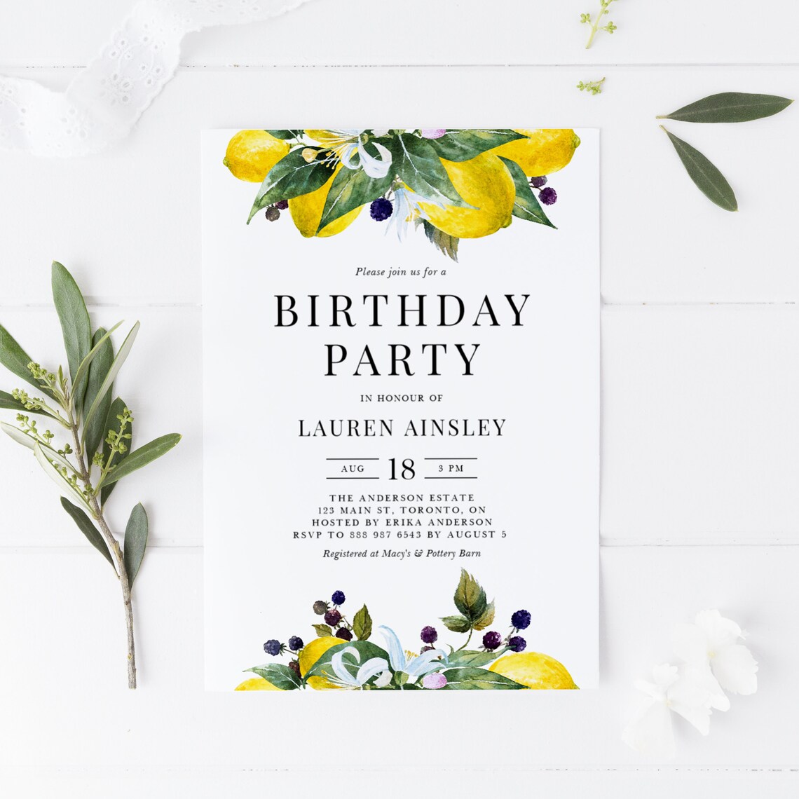 Editable Lemon Birthday Party Invitation Template Printable - Etsy