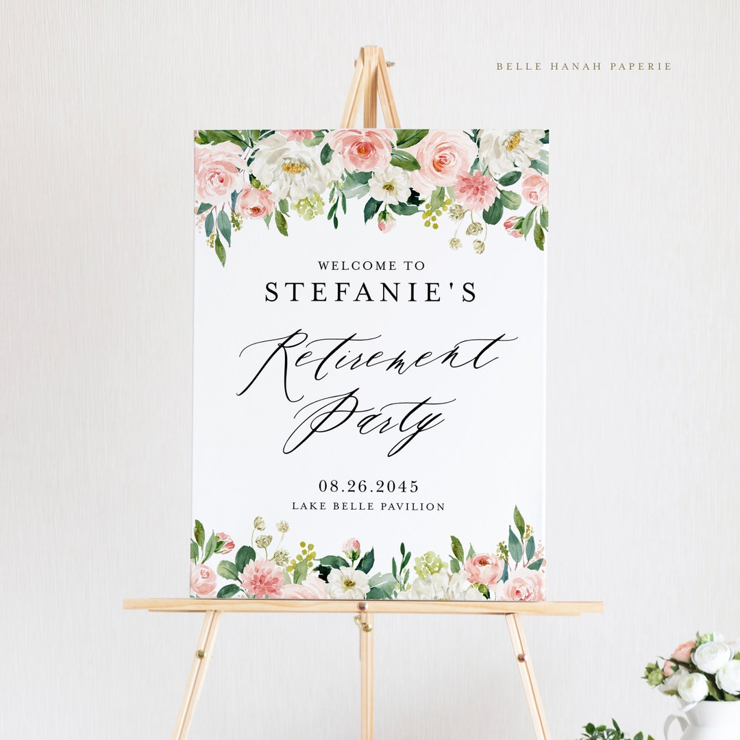Printable Floral Retirement Party Welcome Sign Template - 18x24 ...
