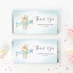 Cute Bunny Airplane Candy Bar Wrapper Template - Printable Watercolor ...