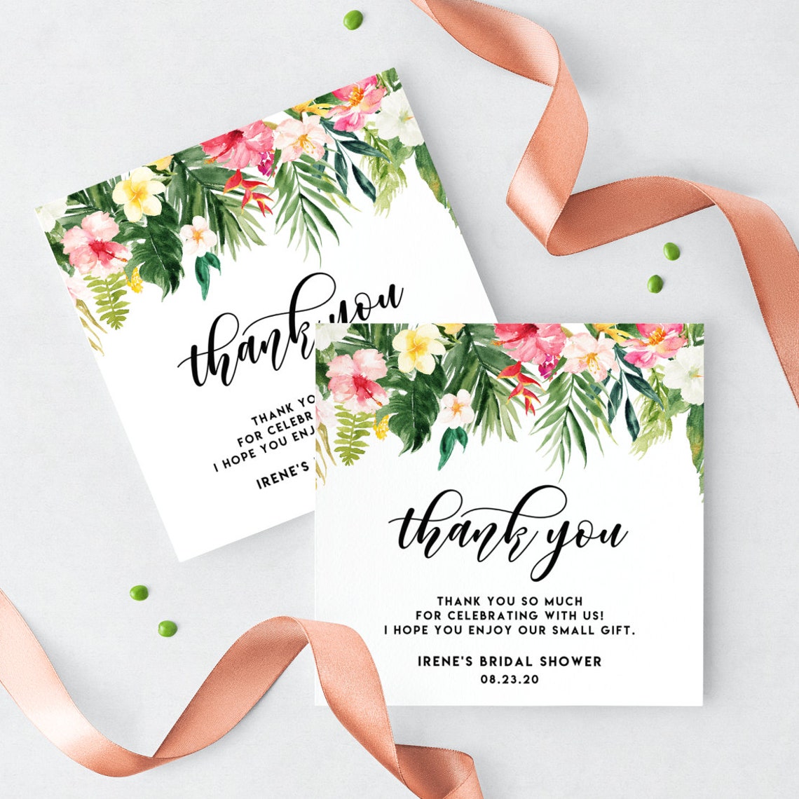 Editable Tropical Thank You Tag Template Watercolor Tropical | Etsy