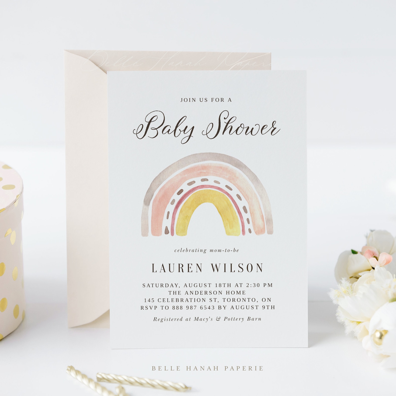 Printable Rainbow Baby Shower Invitation Template - DIY Pastel ...