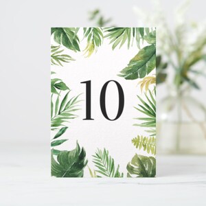 INSTANT DOWNLOAD - Table Numbers 1 to 20 - Watercolor Tropical Leaves ...