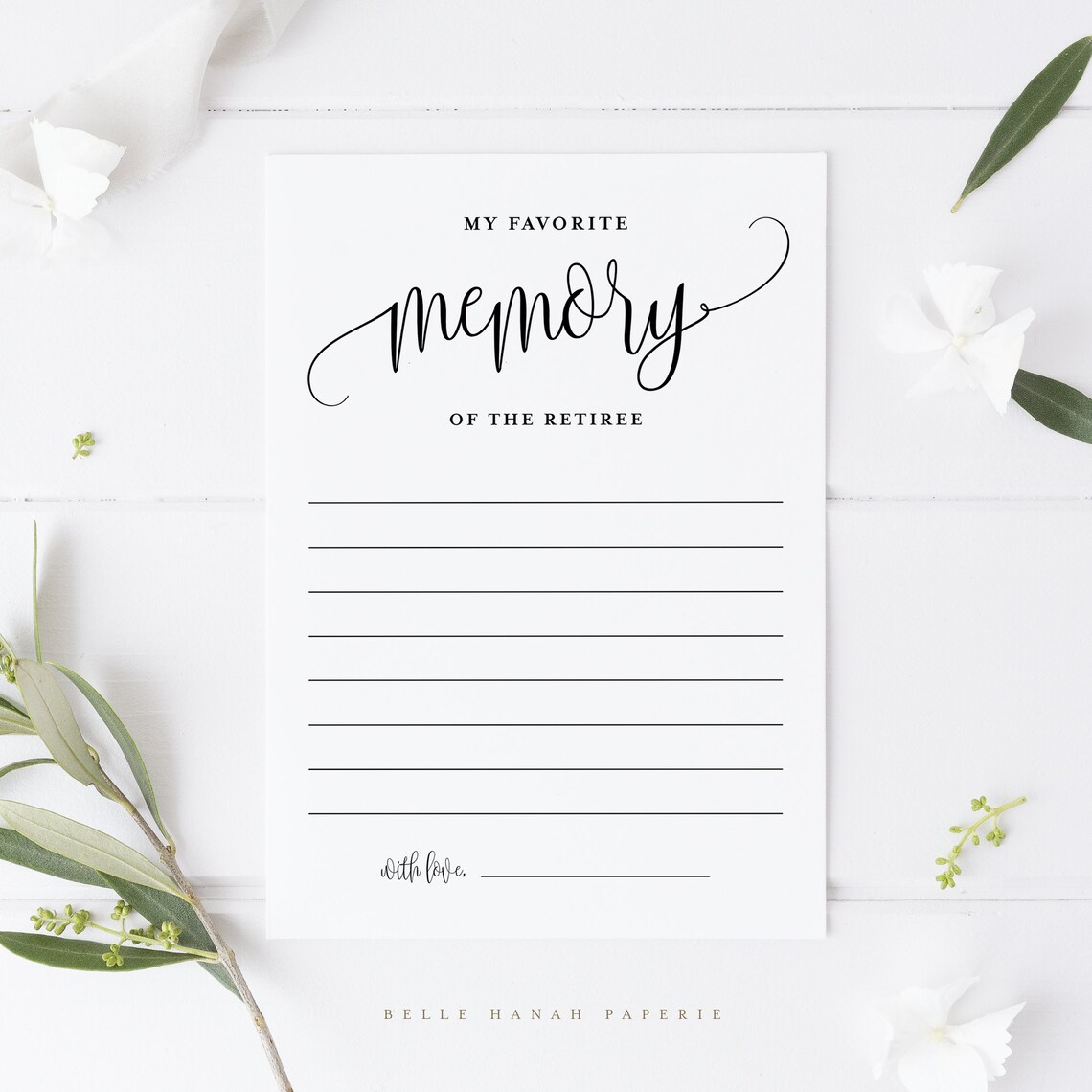 Printable My Favorite Memory of the Retiree Card - My Favorite Memory ...