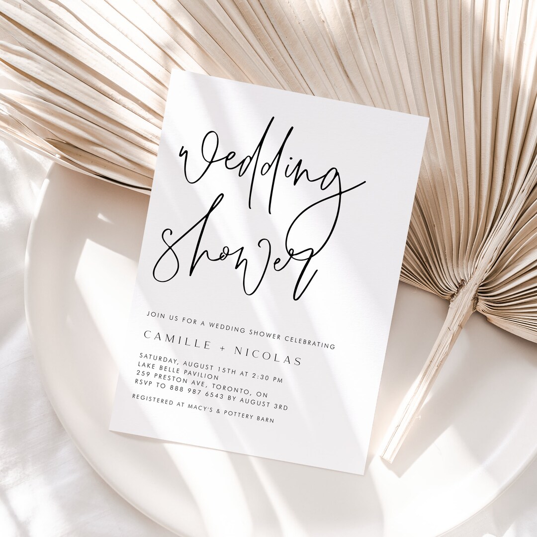 Printable Simple Minimalist Wedding Shower Invitation Template - 5x7 ...