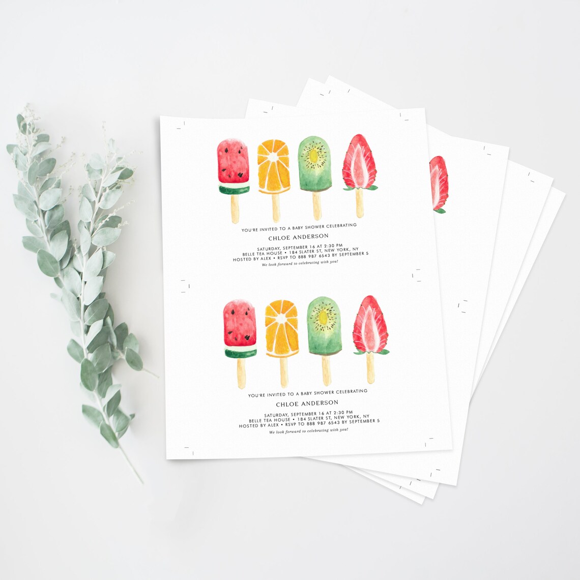 Printable Summer Baby Shower Invitation Template Watercolor - Etsy