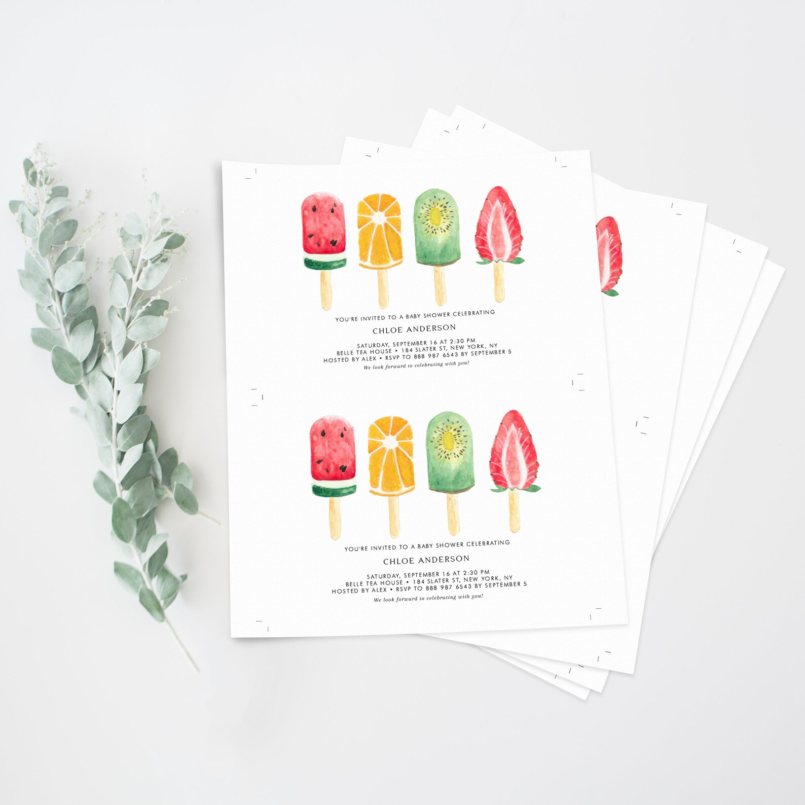 Printable Summer Baby Shower Invitation Template Watercolor | Etsy