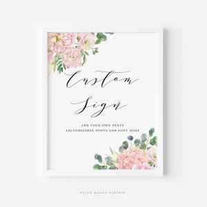 Printable Pink Floral Create You Own Sign Template - 8x10 DIY ...