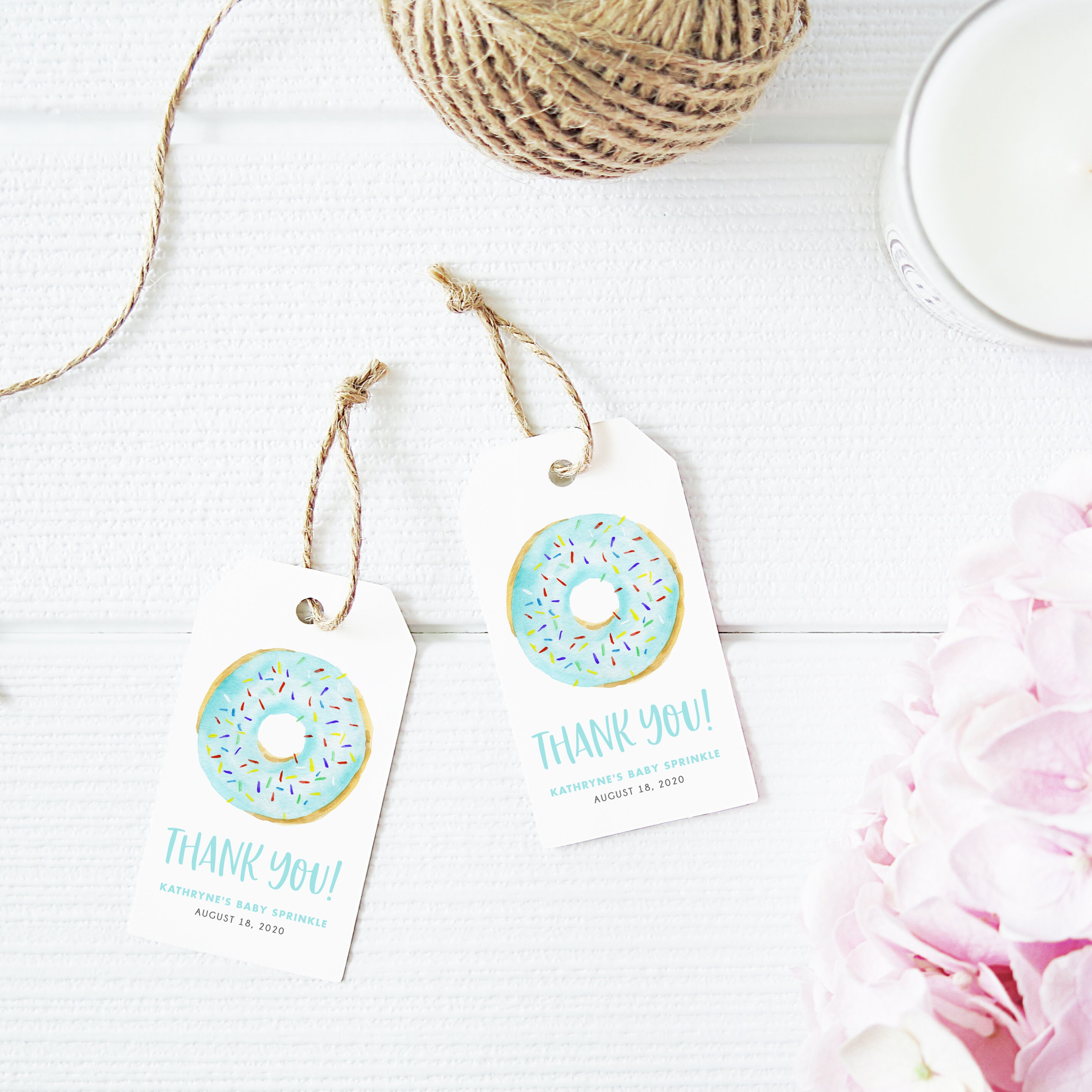 Printable Blue Donut Thank You Gift Tag Template Baby Shower - Etsy