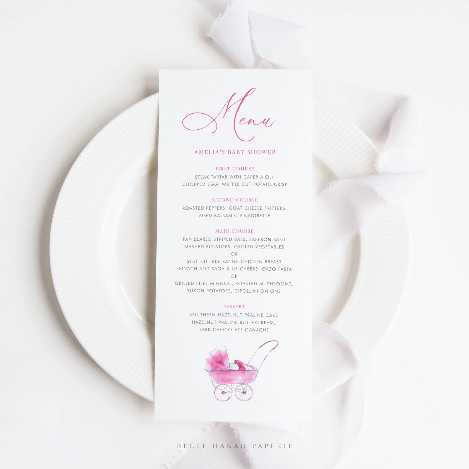 Printable Baby Shower Menu Card Template DIY Watercolor Pink - Etsy