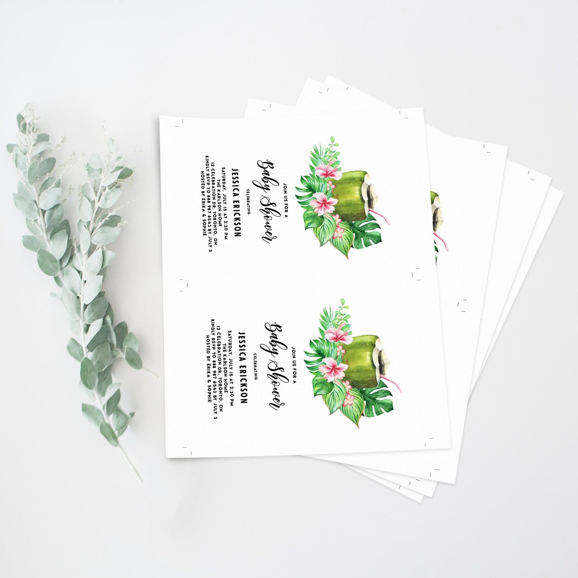 Printable Aloha Engagement Party Invitation Template - Watercolor ...