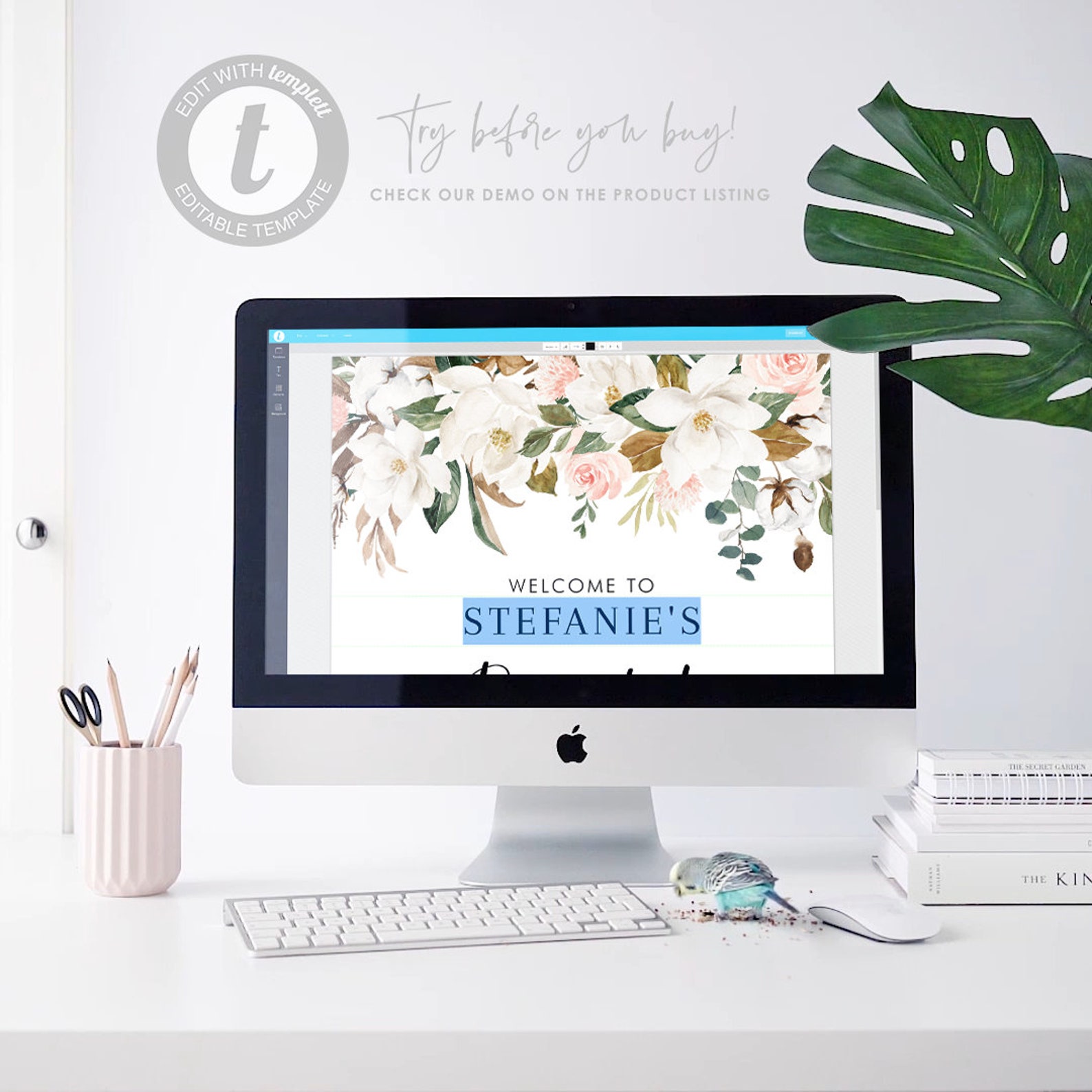 Editable Magnolias Wedding Welcome Sign Template Watercolor - Etsy