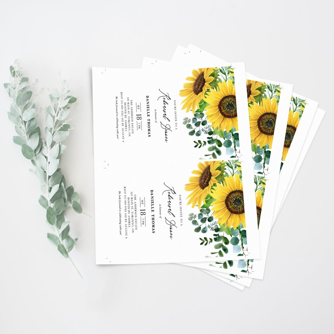 Rustic Sunflowers Retirement Party Invitation Template - Printable ...