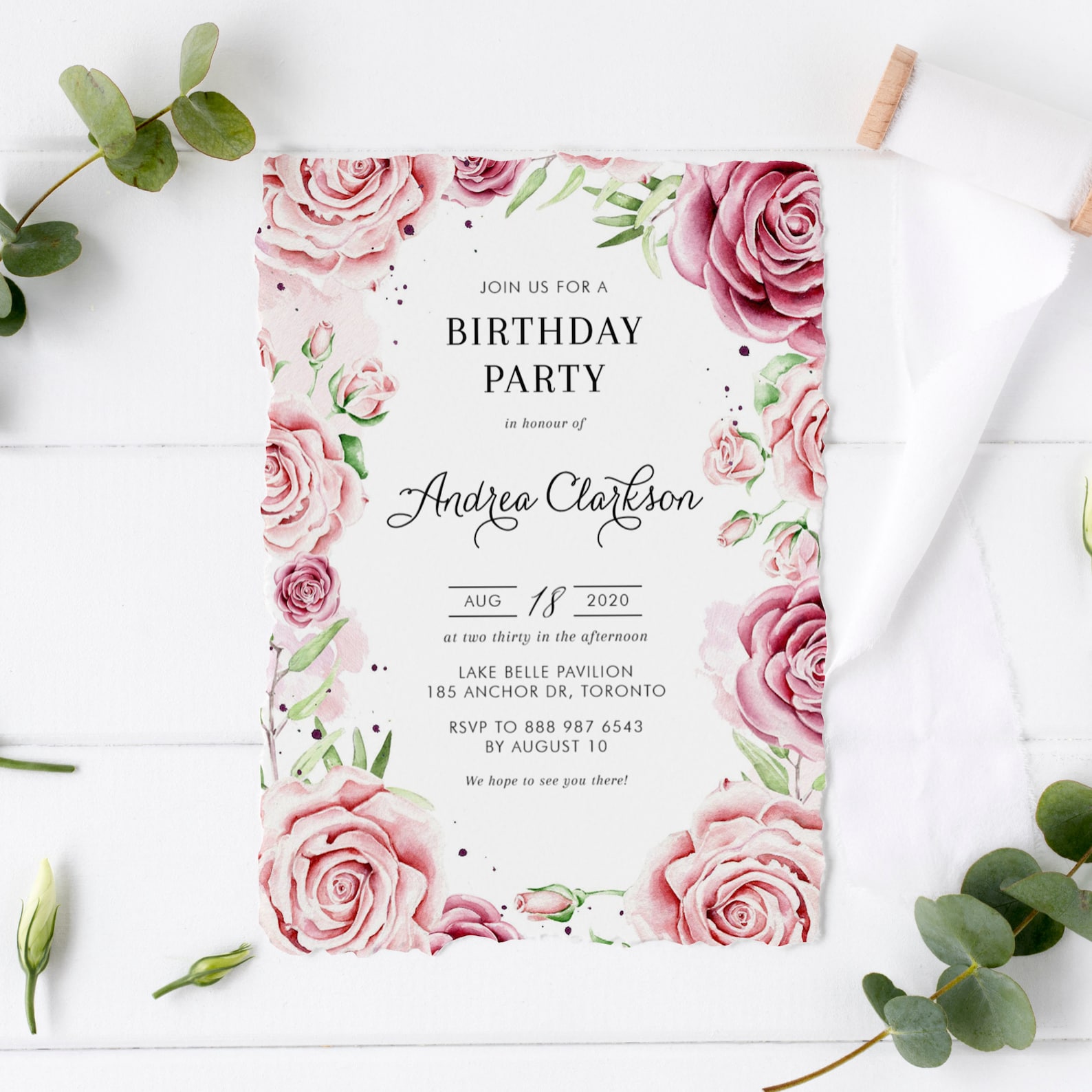 Printable Floral Birthday Party Invitation Template - Etsy