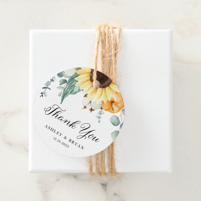 Autumn Thank You Gift Tag & Sticker Template - Printable Pumpkin and ...