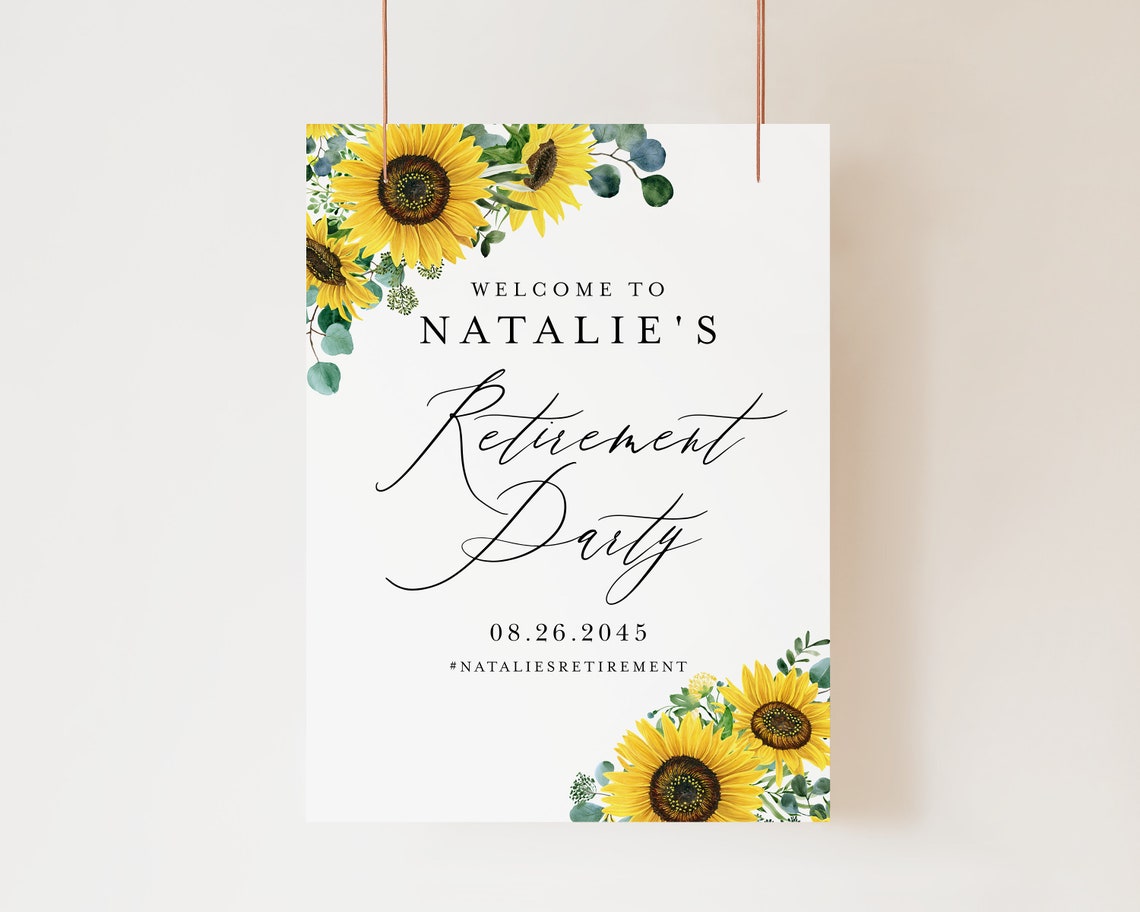 Printable Rustic Sunflowers Retirement Party Welcome Sign - Etsy