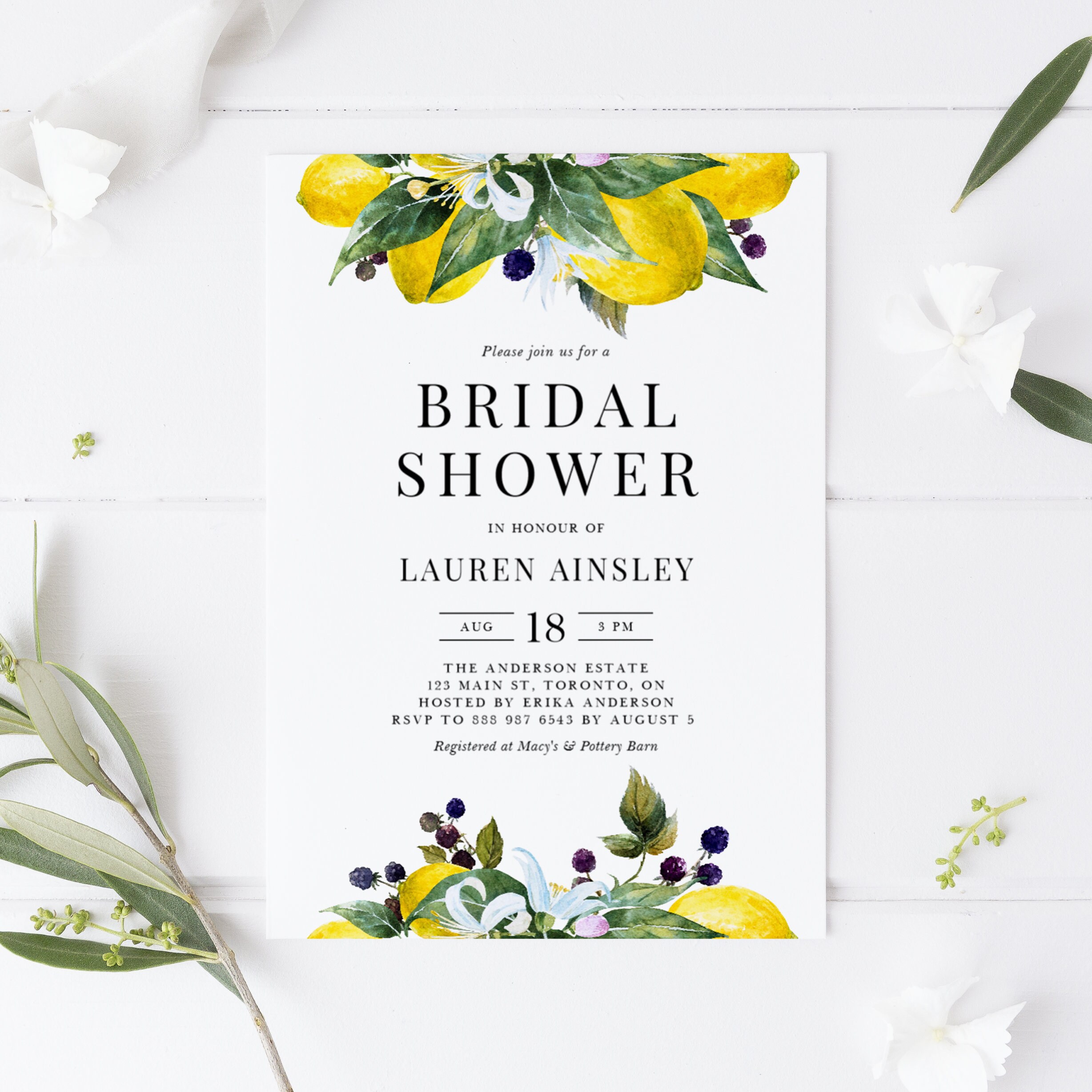 Editable Lemon Birthday Party Invitation Template - Printable ...