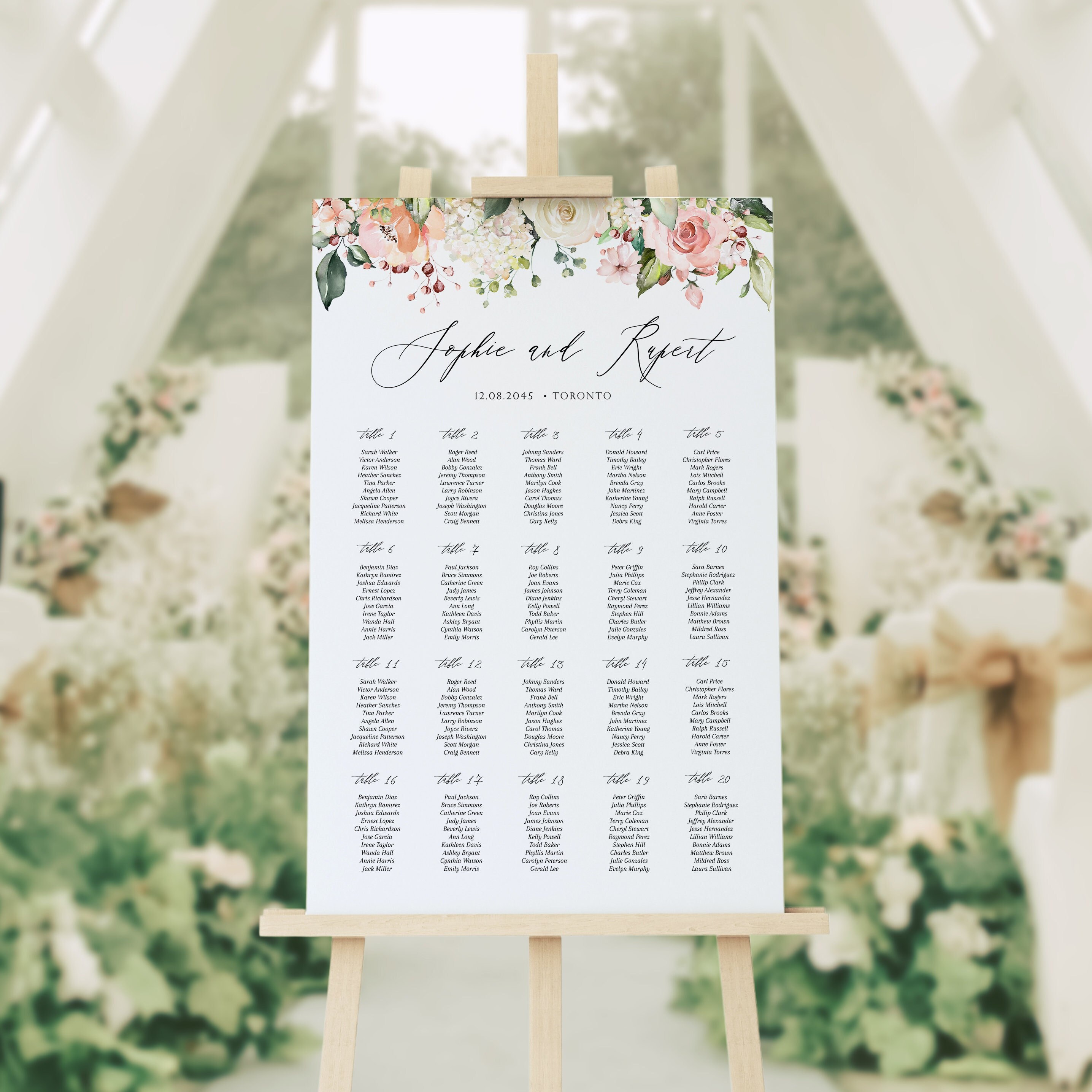 Party Supplies Paper & Party Supplies Wedding Seating Poster Guest List ...