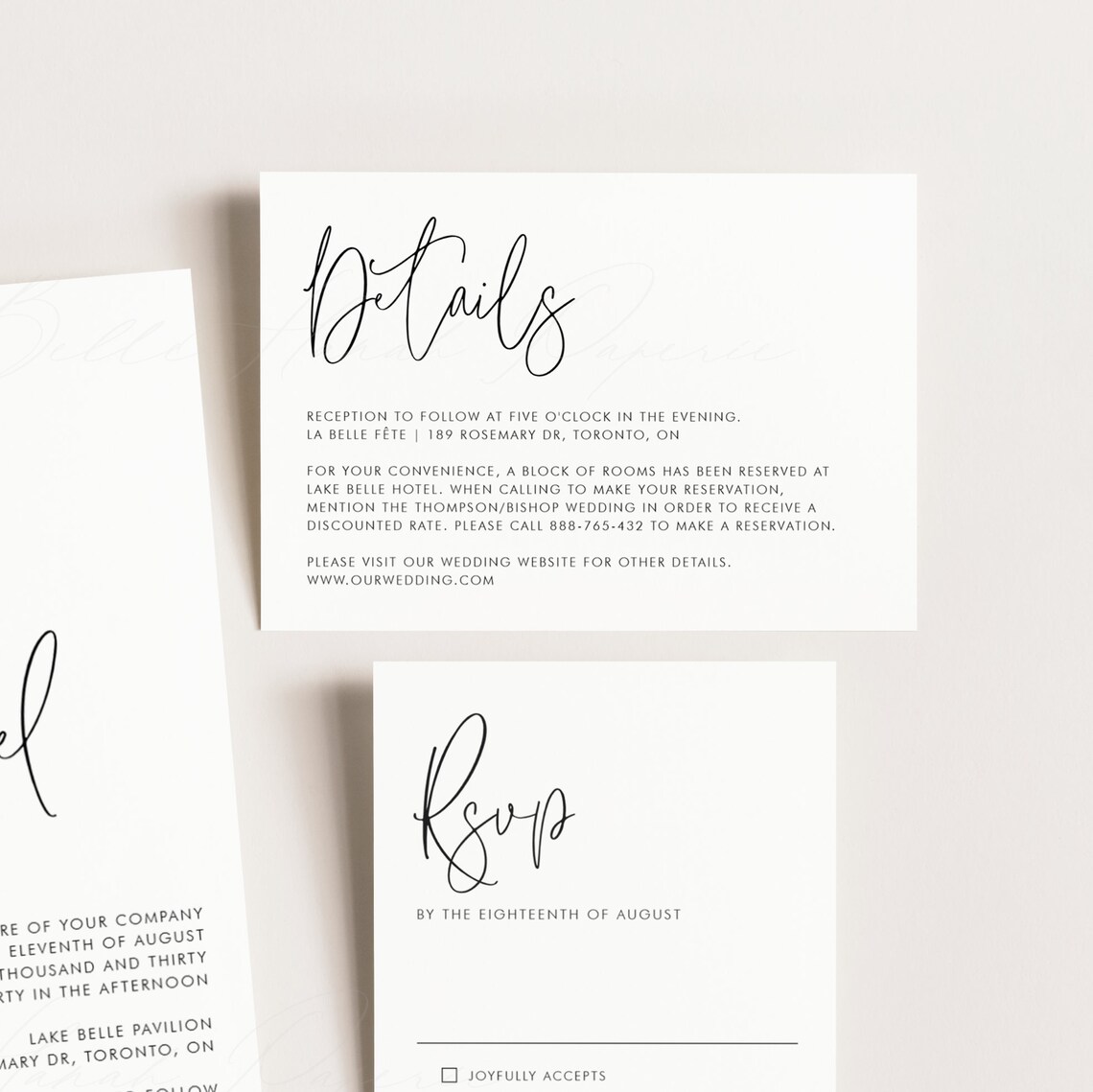 Printable Minimalist Wedding Invitation Set Templates - DIY Penelope ...