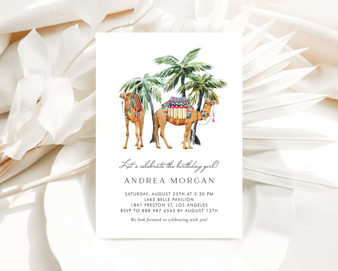 Printable Boho Birthday Party Invitation Template Watercolor - Etsy