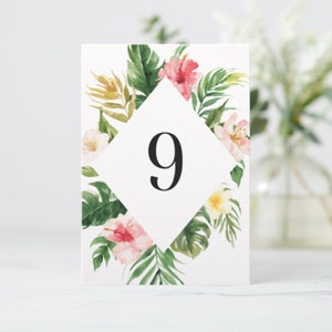 Instant Download Tropical Table Numbers 1 to 20 - Watercolor Tropical ...