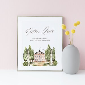 Vintage Manor Custom Wedding Sign Template - Printable Watercolor ...