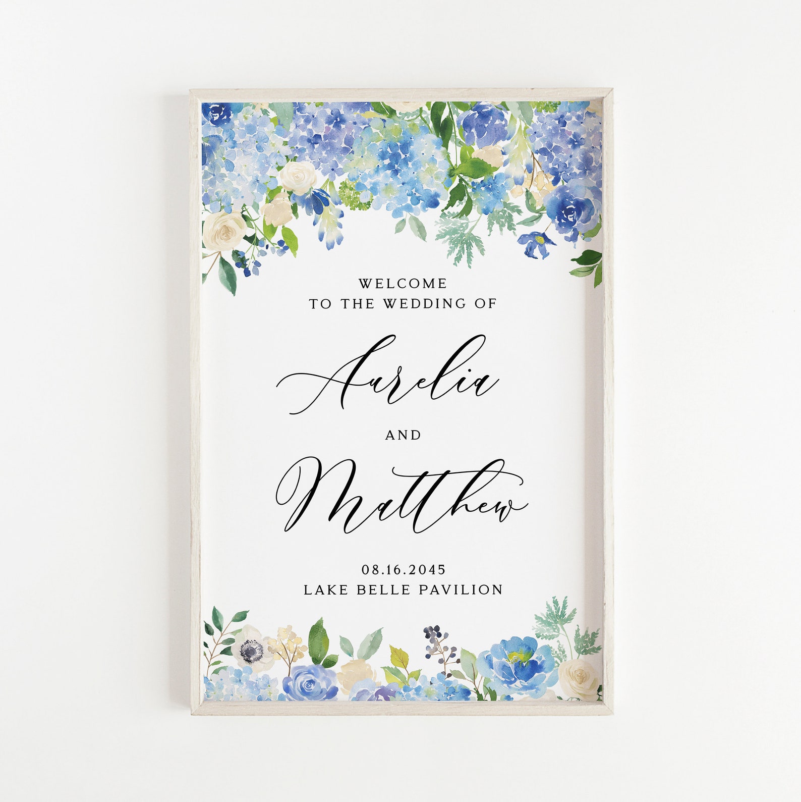 Printable Blue Hydrangea Wedding Welcome Sign Template - Etsy