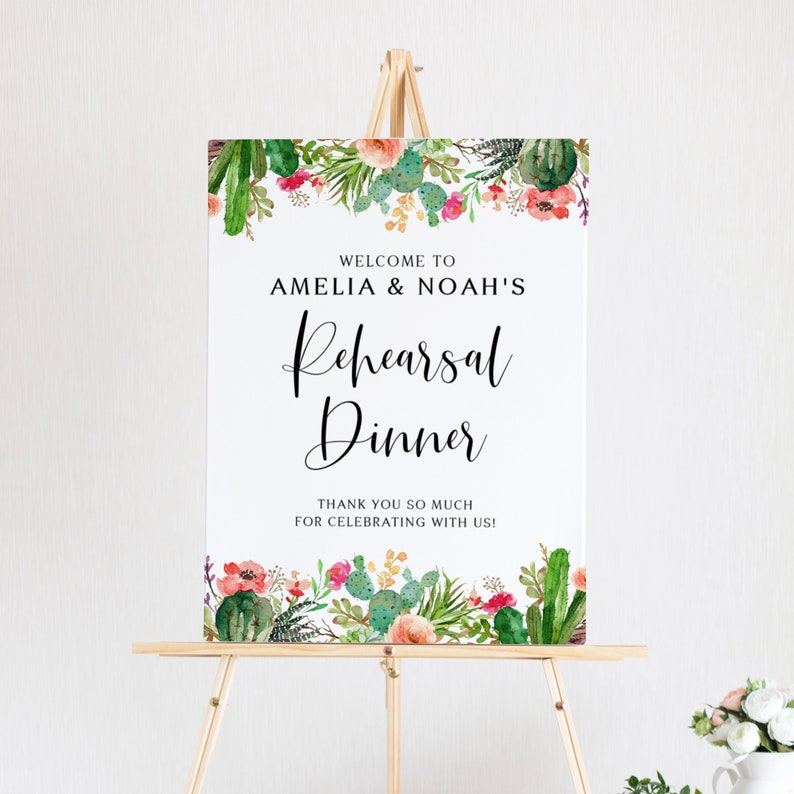 Succulents Rehearsal Dinner Welcome Sign Template Printable - Etsy