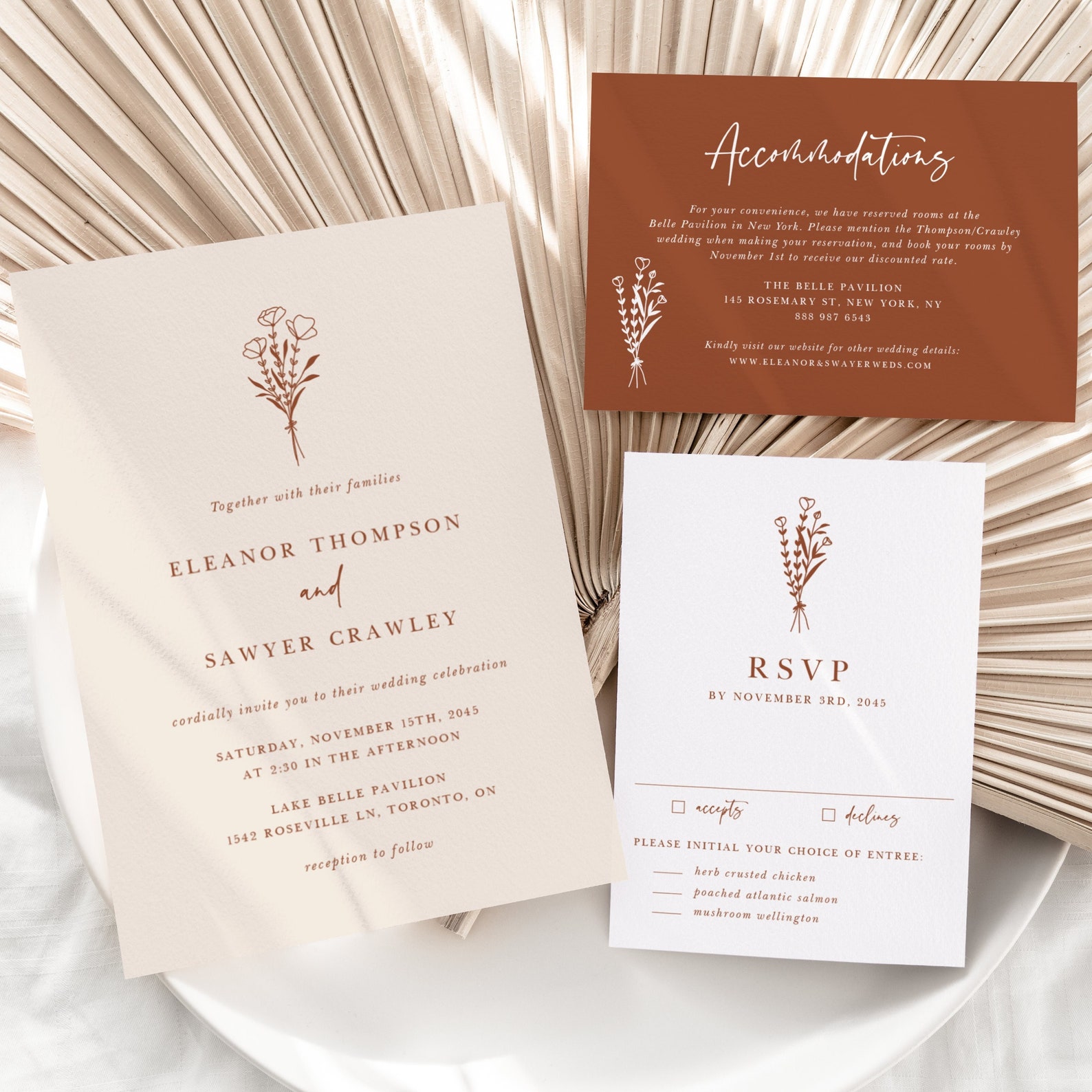 Printable Terracotta Wedding Suite Template, Printable Boho Wedding ...