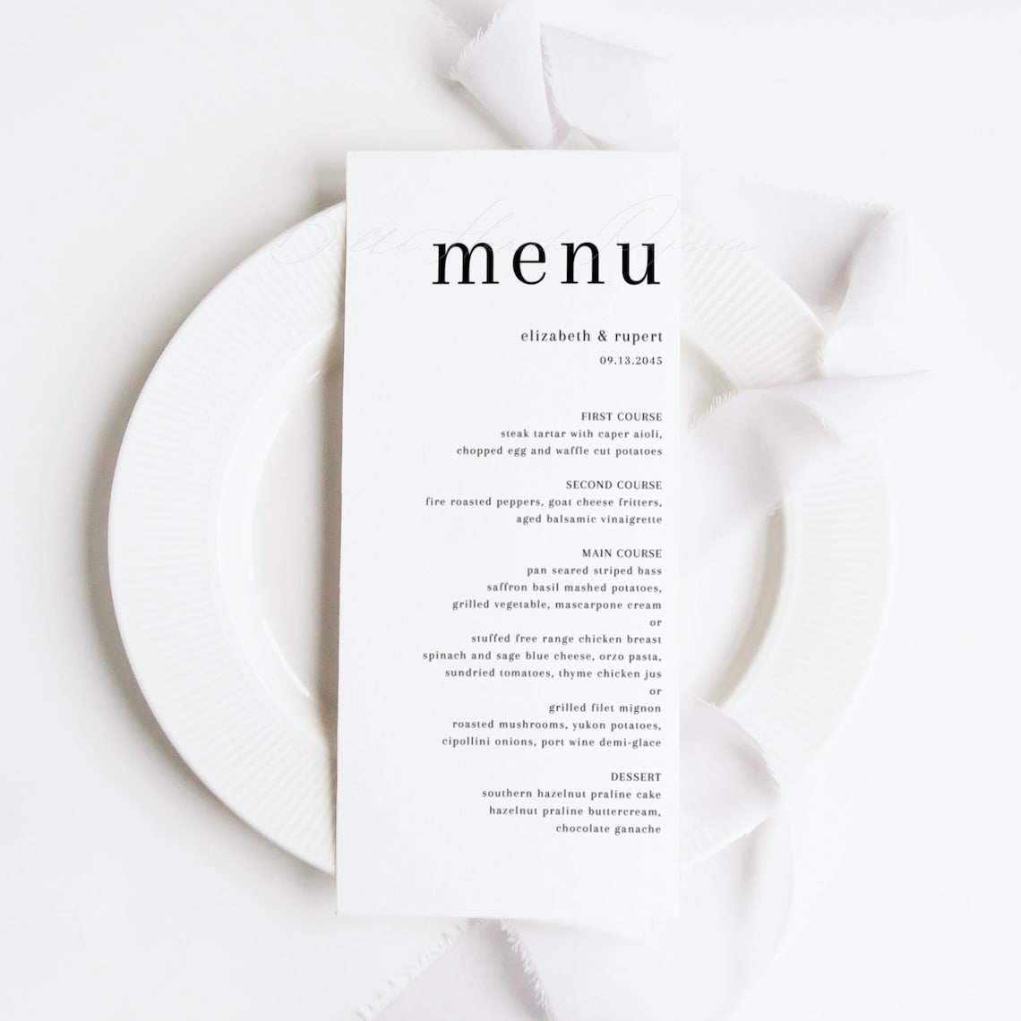 Printable Simple Serif Wedding Menu Card Template DIY - Etsy