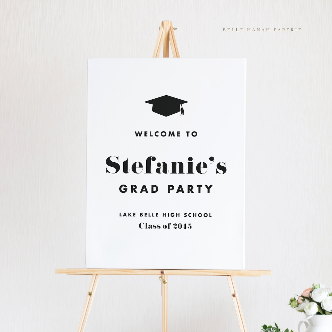 Printable 18x24 Graduation Welcome Sign Template - DIY Retro Bold ...