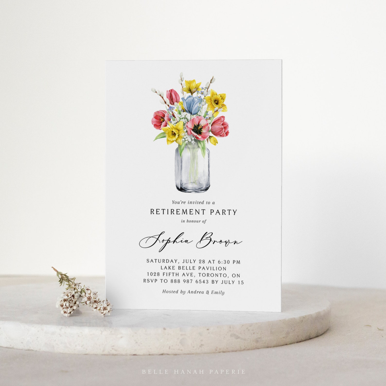 Printable Floral Retirement Party Invitation Template Rustic - Etsy