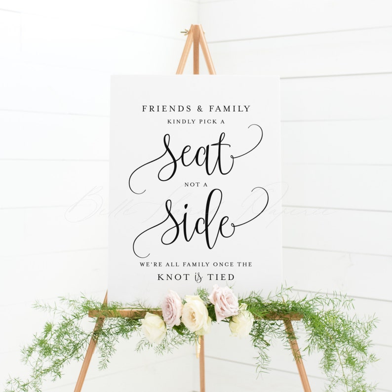 Printable Pick a Seat Not a Side Wedding Sign Matilda Script - Etsy