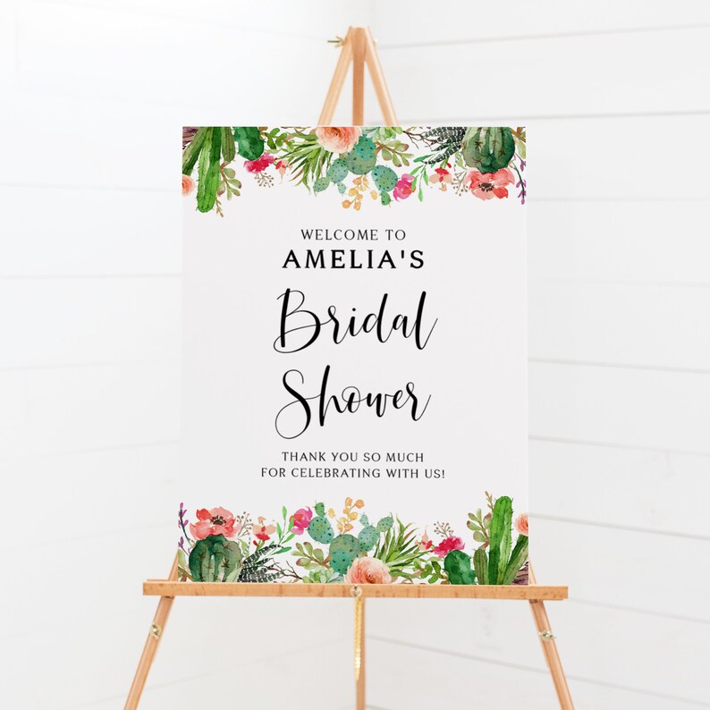 Succulents Bridal Shower Welcome Sign Template Printable - Etsy