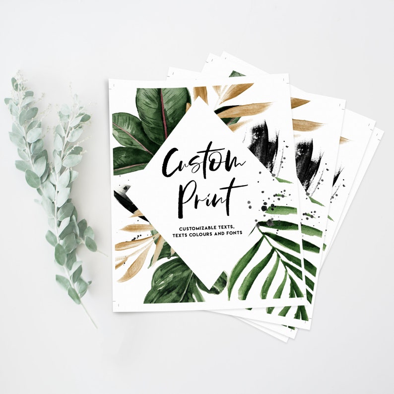 Printable Tropical Custom Quote Sign Template - 8x10 Watercolor ...